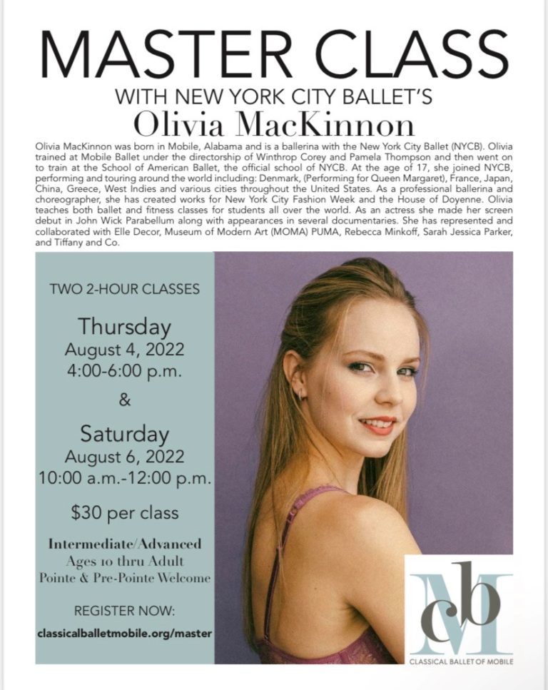 Classical Ballet of Mobile: BALLET MASTER CLASS: OLIVIA MACKINNON OF ...