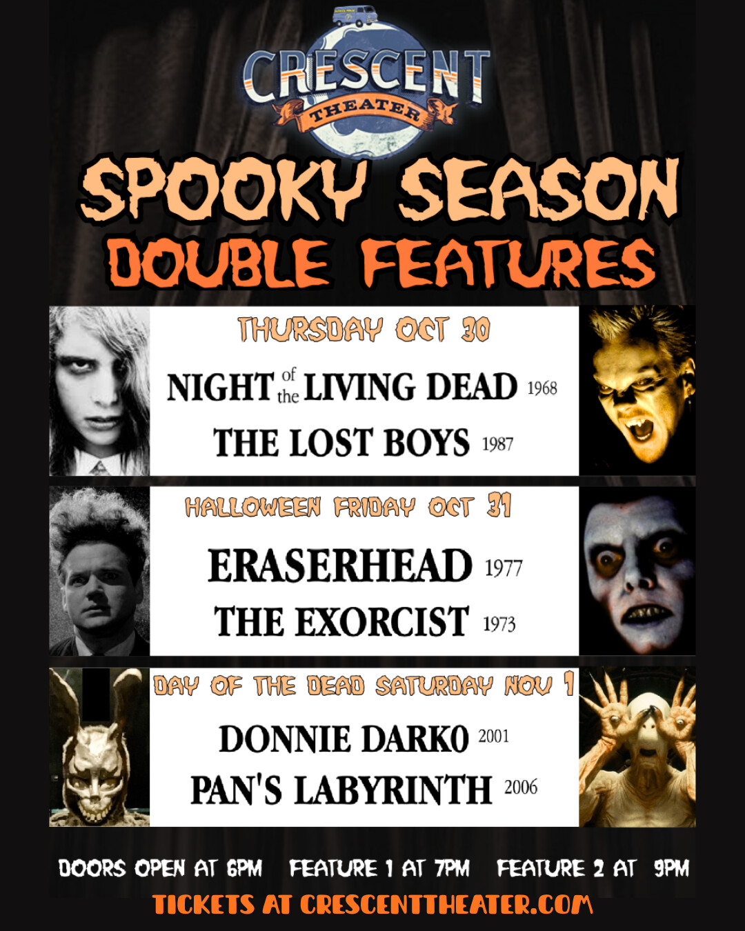Crescent Theater: Spooky Season Double Features – Mobile Arts Council
